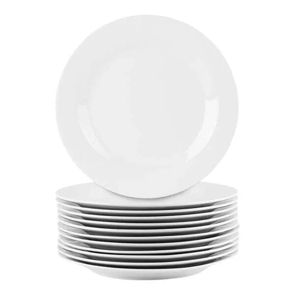 Strawberry Street Catering 7 1/2' Round White Wide Rim Porcelain Salad ...