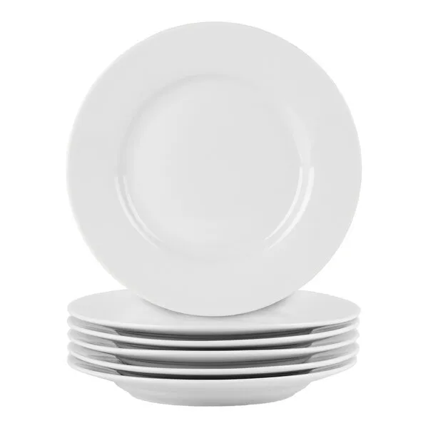 Strawberry Street Catering 6' Round White Porcelain Wide Rim Appetizer ...